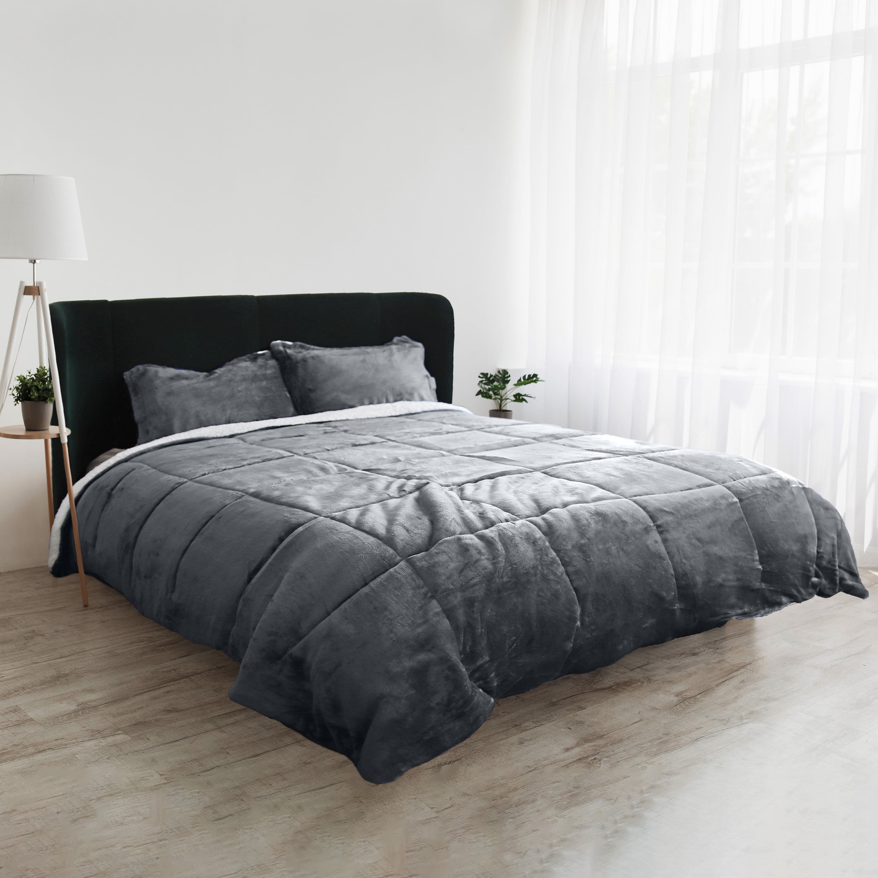 Catalonia Queen Size Sherpa Comforter Set, Plush Warm Winter Bedding ...