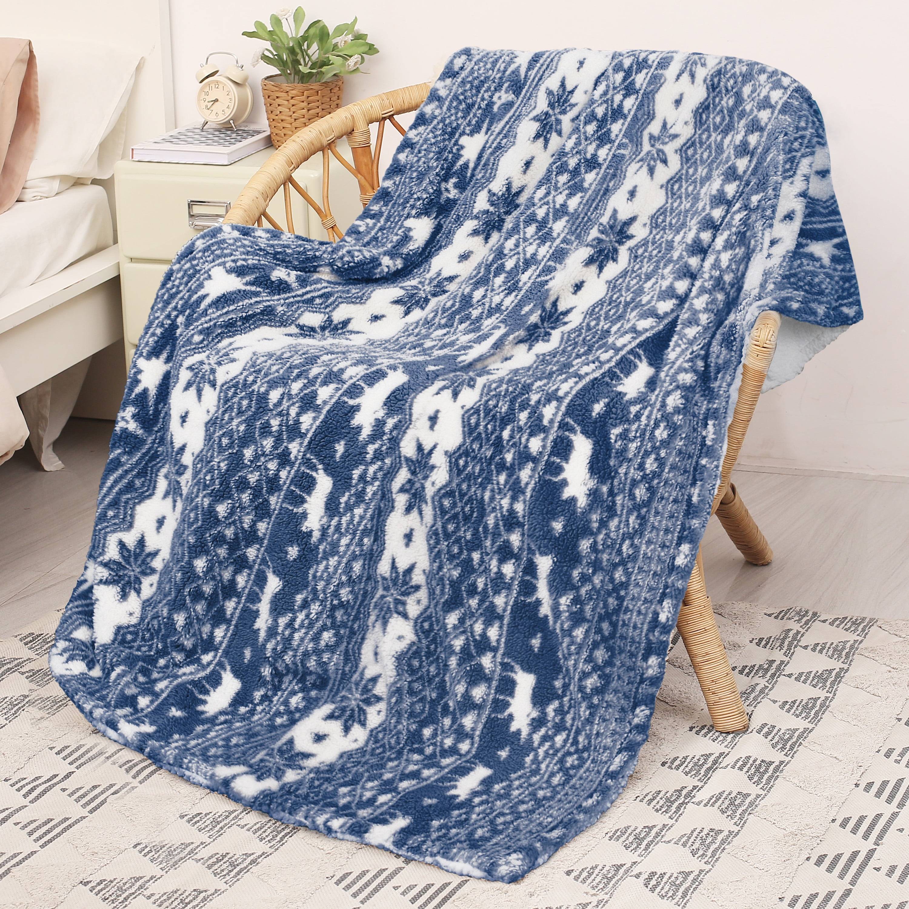Catalonia Sherpa Fleece Blanket, Super Soft Warm Fuzzy Snowflake Throw ...
