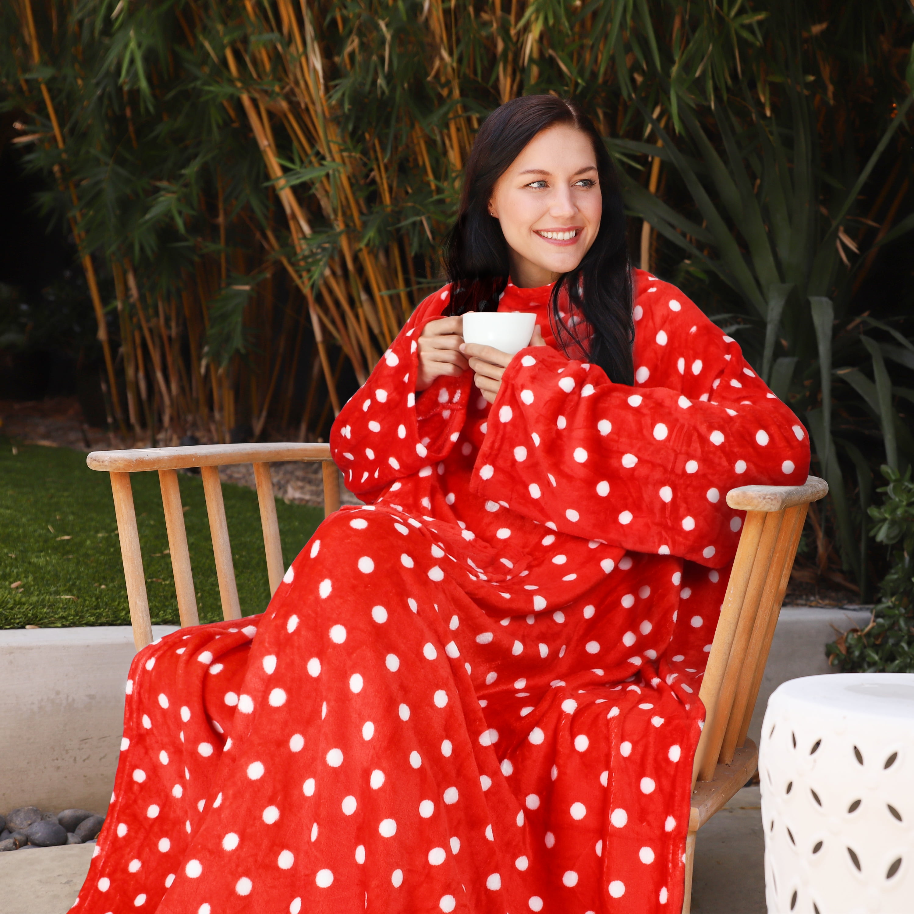 Catalonia Wearable Blanket With Sleeves And Pocket Cozy Soft Fleece Micro Plush Wrap Adult