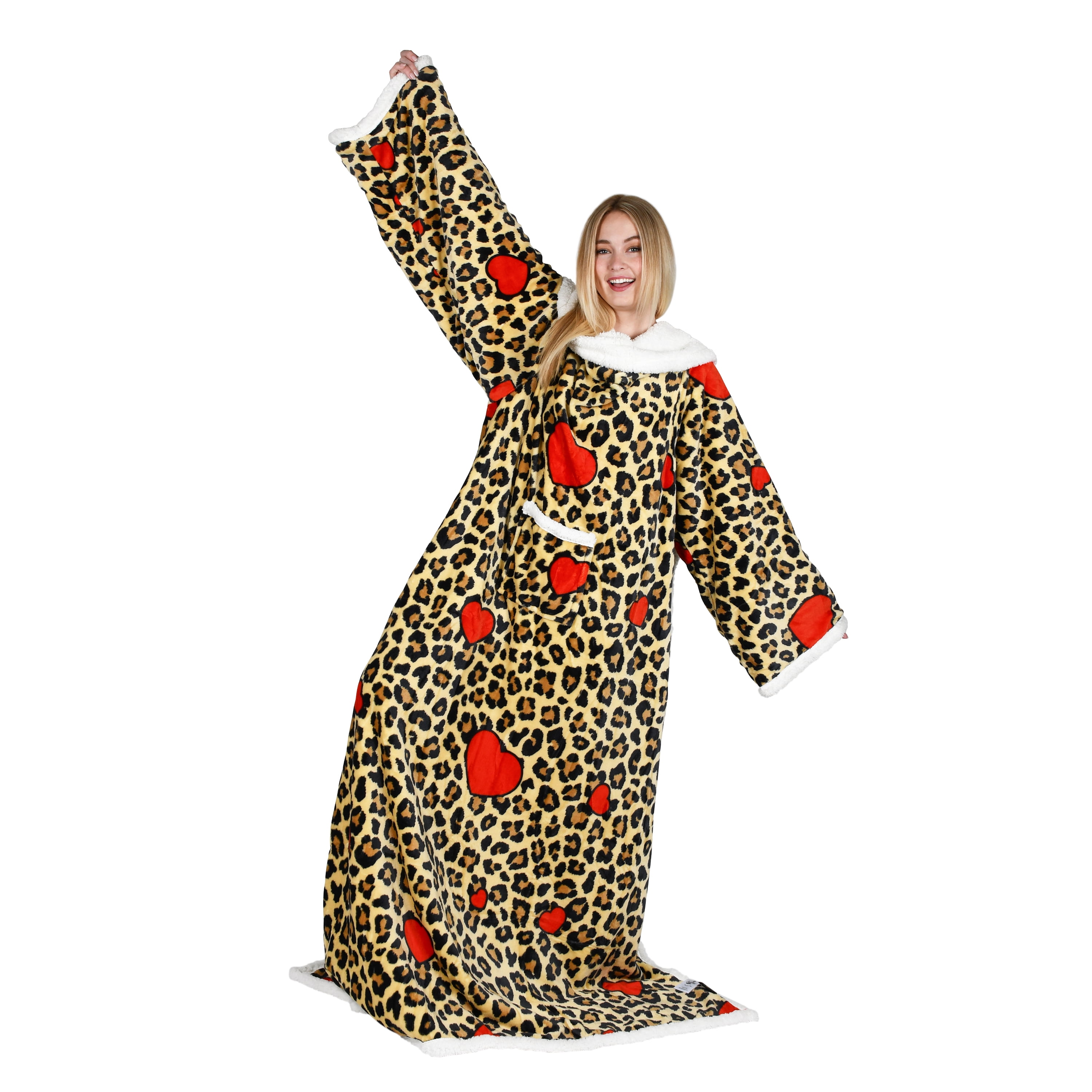 Catalonia Wearable Fleece Blanket with Sleeves and Pocket for Women Men ...