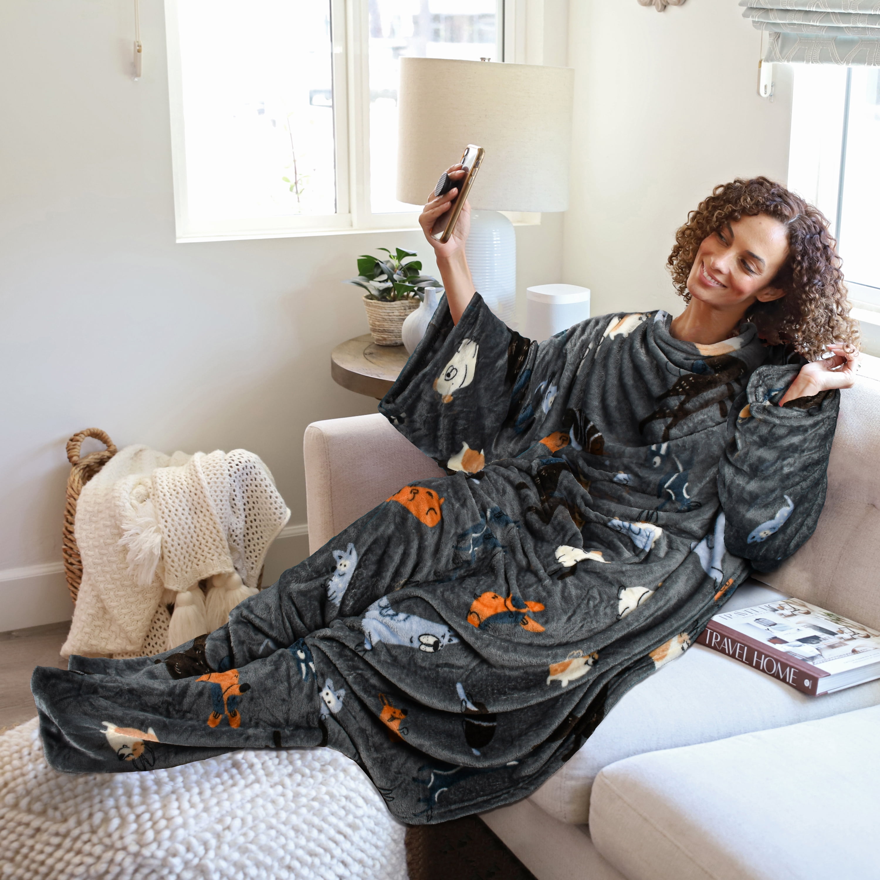Catalonia Wearable TV Blanket with Sleeves Arms & Feet pockets for ...