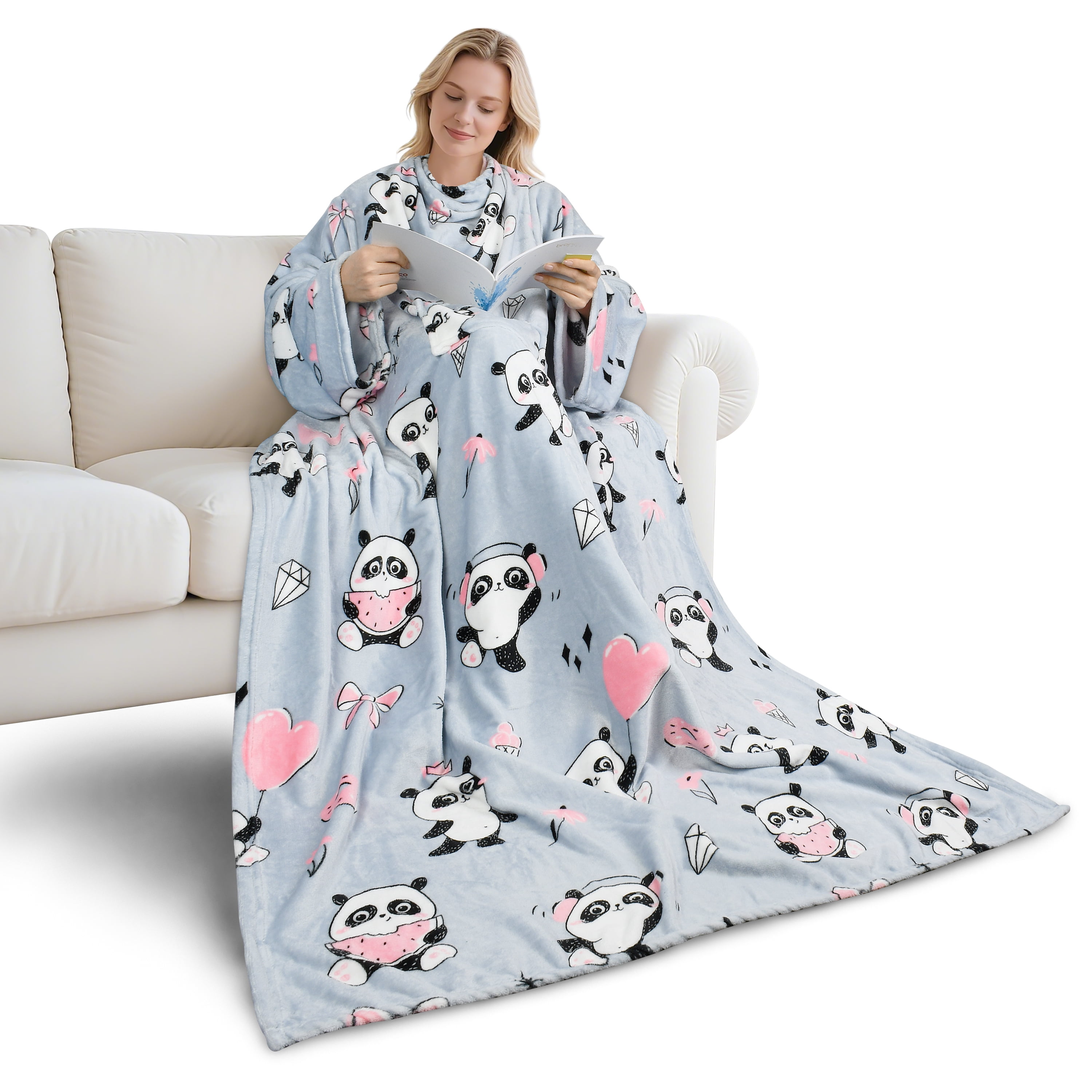 Catalonia Wearable TV Blanket with Sleeves Arms Micro Plush Fleece Wrap ...
