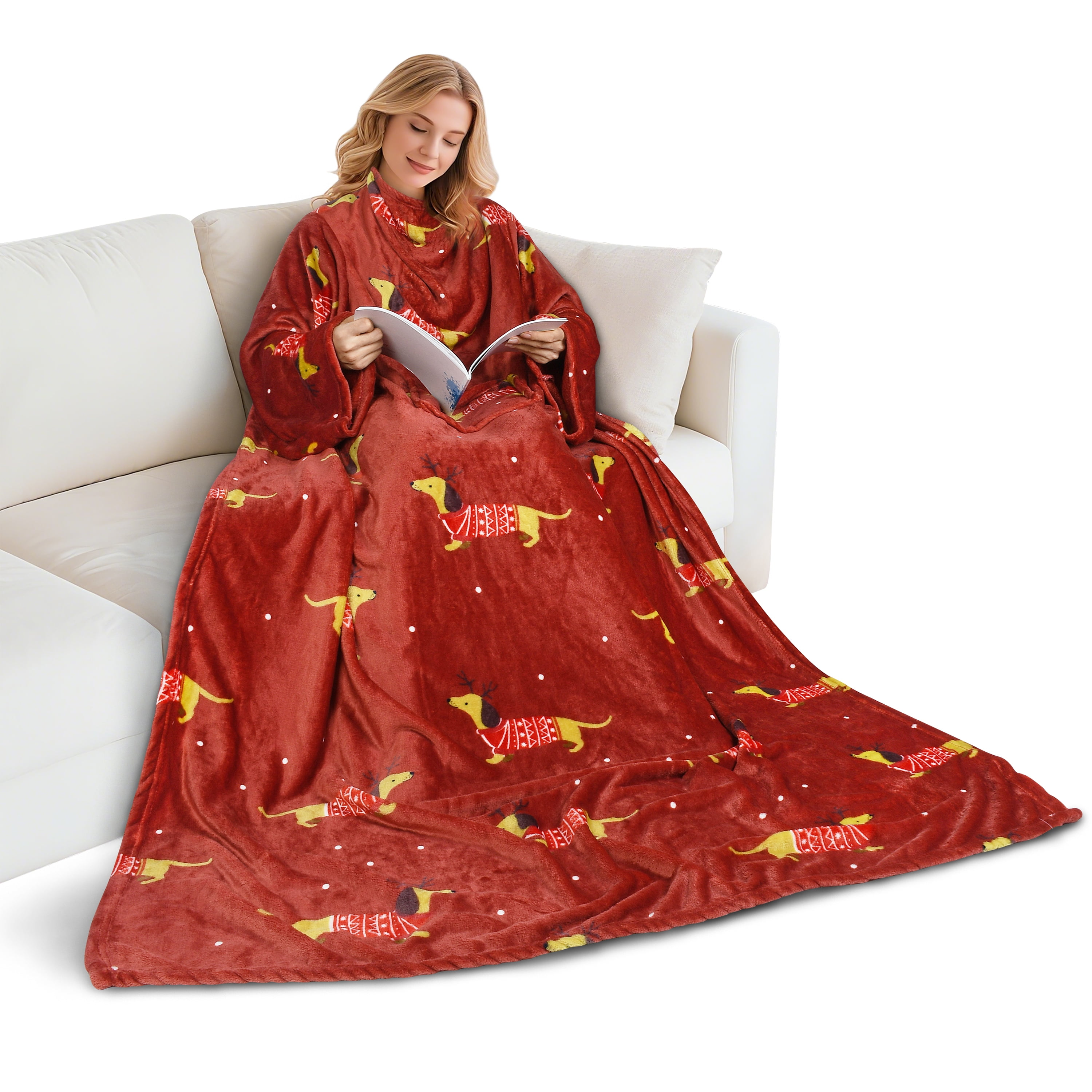 Catalonia Wearable TV Blanket with Sleeves Arms Micro Plush Fleece Wrap ...