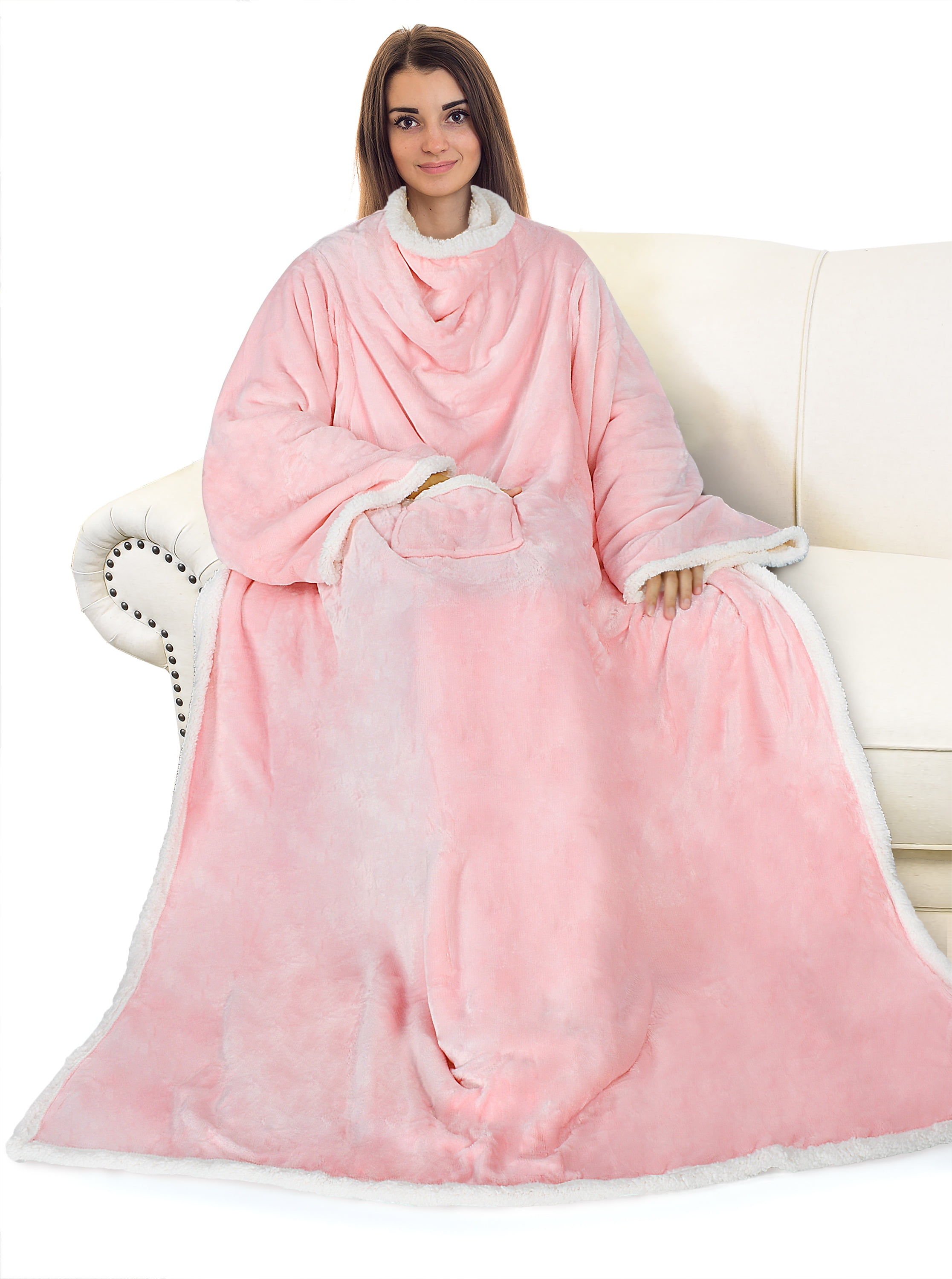 Catalonia Wearable TV Blanket with Sleeves Arms Warm Micro Plush Sherpa ...