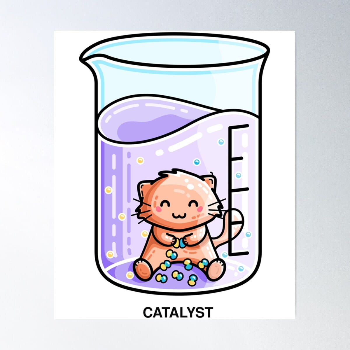 Catalyst Cute Chemistry Cat Pun Poster Wall Art, Modern Wall Decor For ...