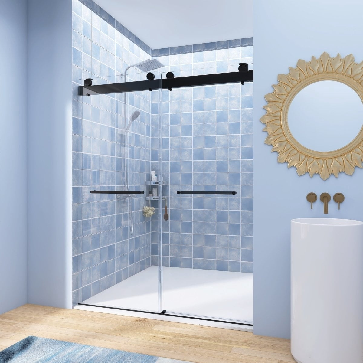 Catalyst 69-72 in. W x 79 in. H Frameless Glass Sliding Shower Door ...