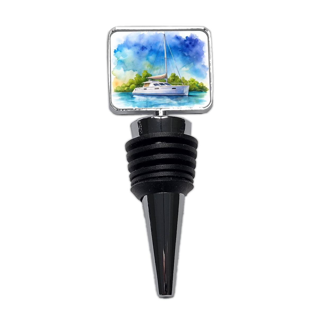Catamaran At Sea Watercolor Design Wine Bottle Stopper Cap Plug ...
