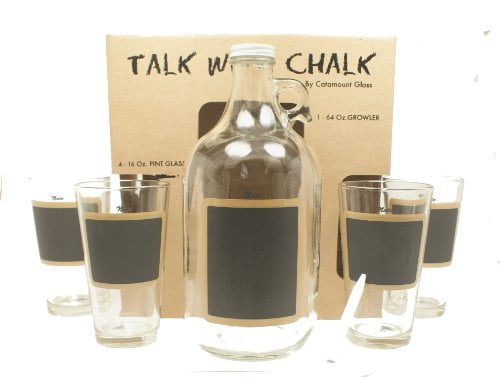 Catamount Glassware 5-Piece "Talk With Chalk" Growler Set, Black ...
