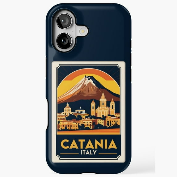 Catania Italy Vintage Travel Artwork Coastal City iPhone 17 to 11 Pro ...