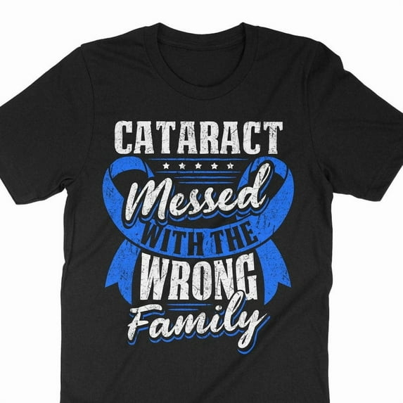 Cataract Awareness Survivor Support Eye Surgery Blue Ribbon Graphic Tee ...