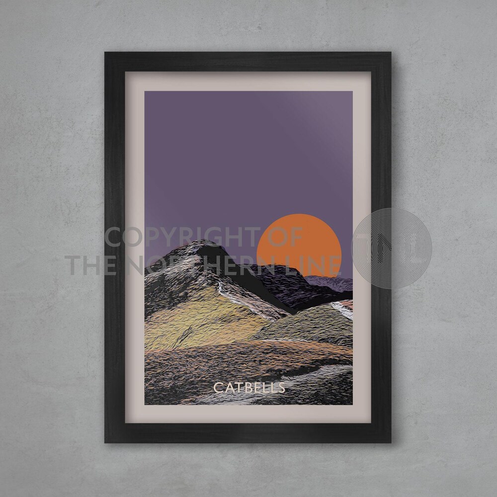 Catbells Sunset - Lake District Poster Print Wall Art Home Decor Office ...