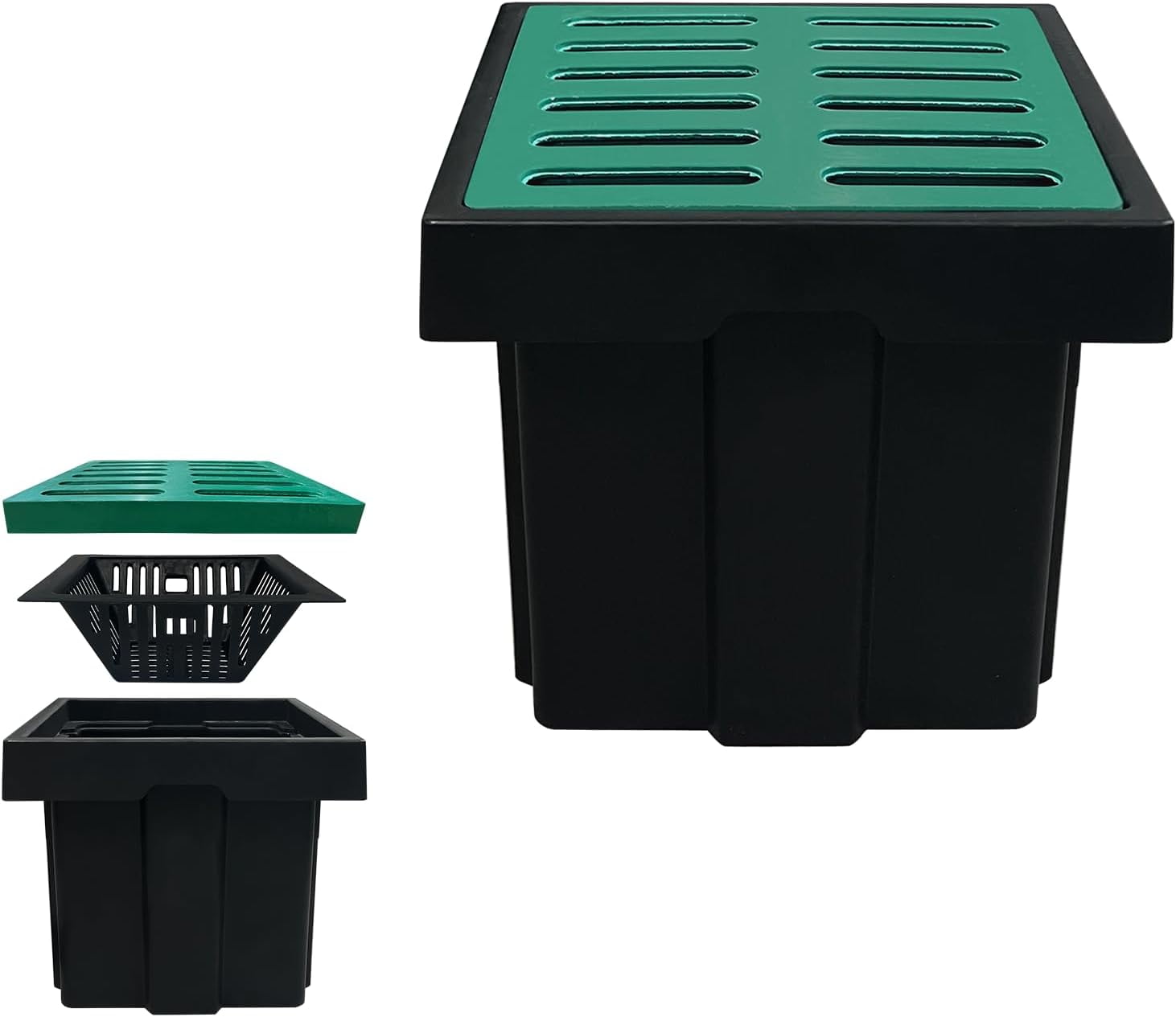 Catch Basin for Drainage with Fiber Glass Grate-18x18x15 in. Large ...