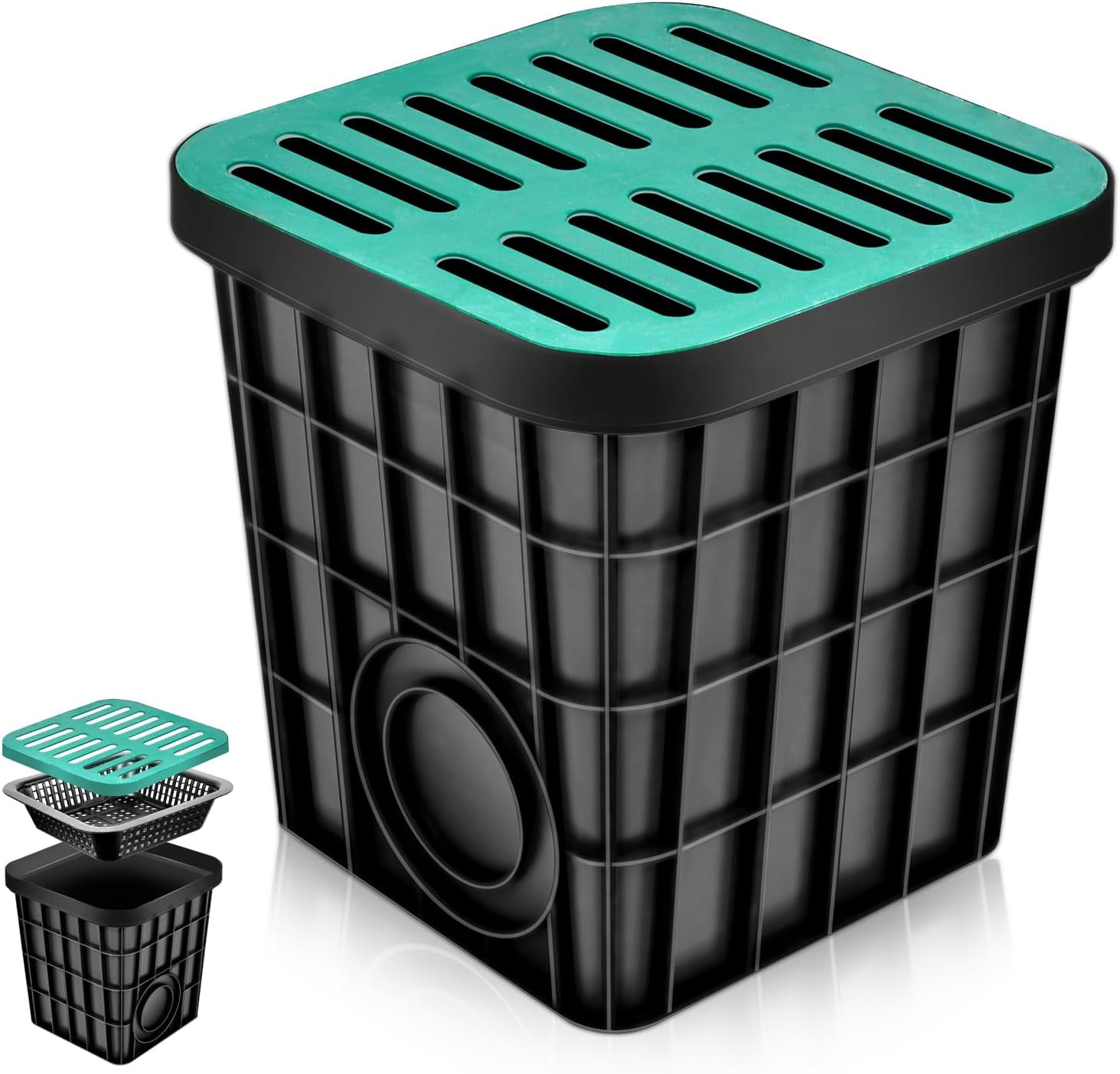 Catch Basin with Fiberglass Grate 16 x 16 x 16 in Large Catch Basin for ...