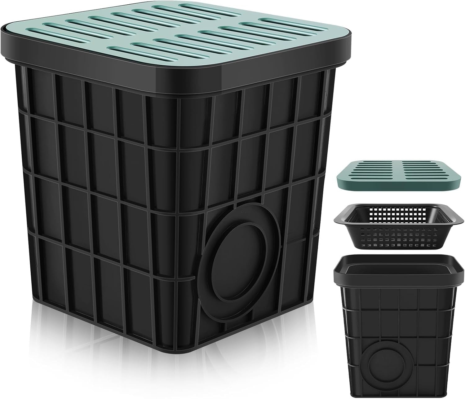 Catch Basin with Grate 15 x 15 x 15 Inch Square Large Catch Basin for ...