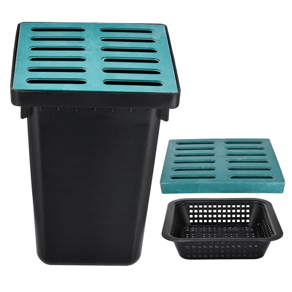 Catch Basin with Fiber Glass Grate 16.5X16.5X24in, Large Drainage Catch ...
