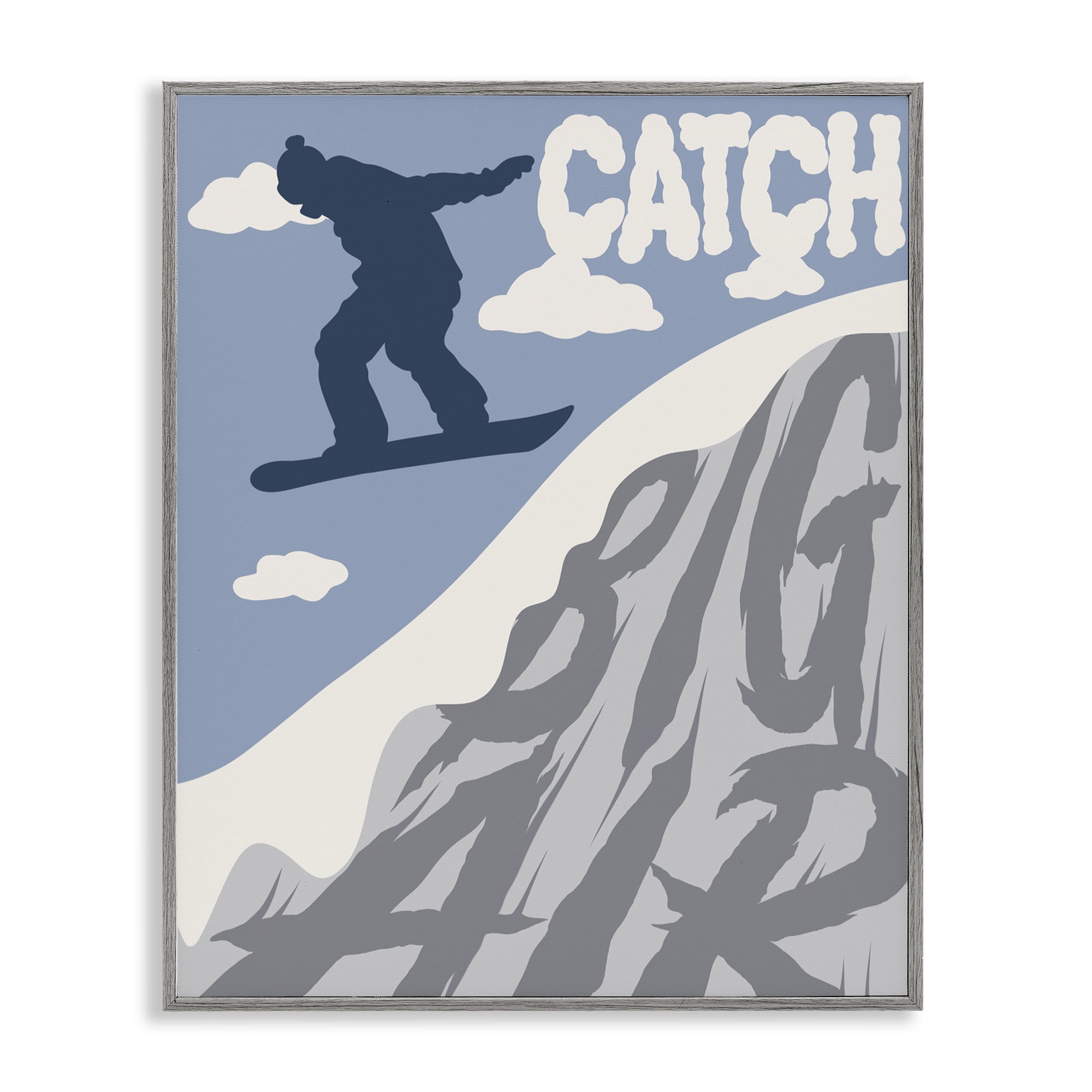 Catch Big Air Snowboard Gray Framed Giclee Art, design by Marcus Prime ...