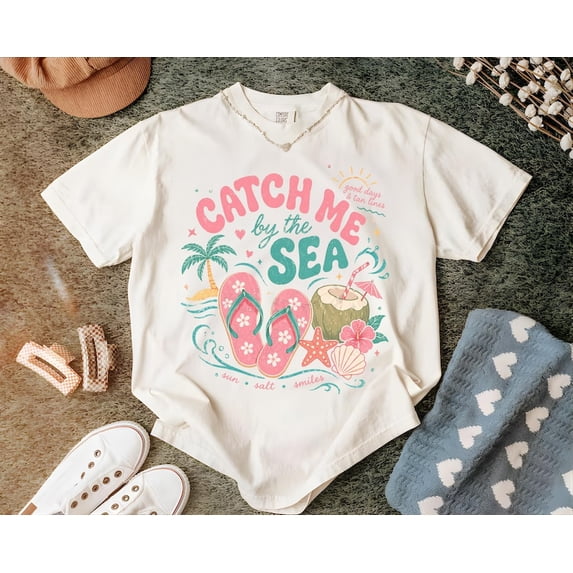 Catch Me By The Sea Shirt | Beach Vacation Graphic Tee | Coastal Summer ...