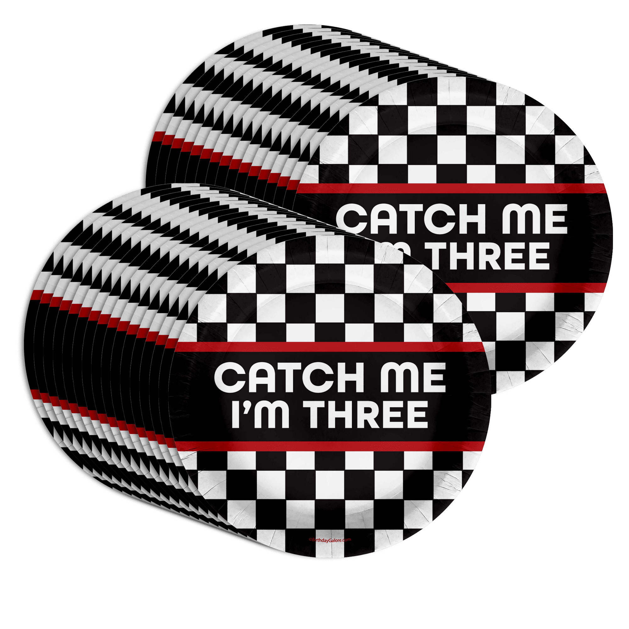 Catch Me I'm Three Racing 3rd Birthday Party Supplies Large 9" Paper ...