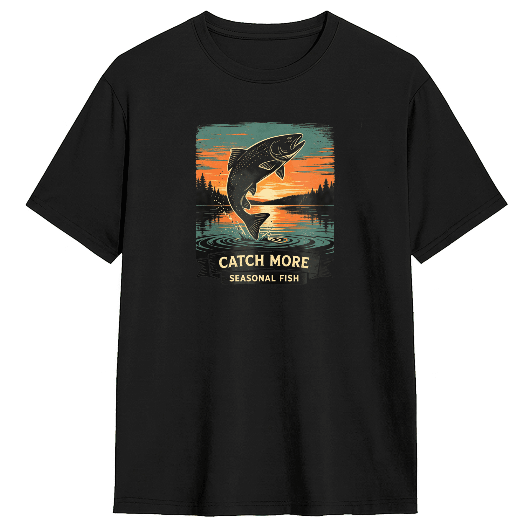 Catch More Seasonal Fish Vintage Graphic Tee For Men, Fishing Outdoor ...