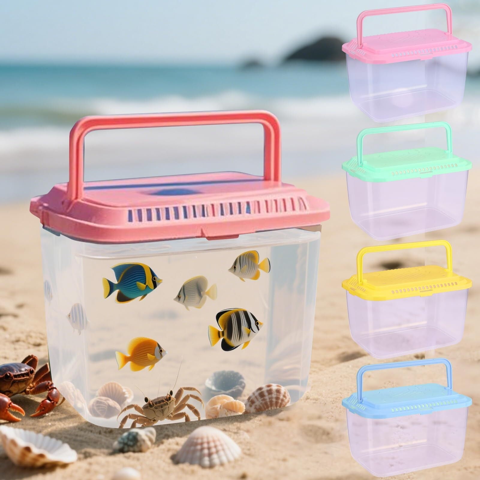 Catch and Release Beach Aquarium,4Pcs Small Fish Transport Container ...