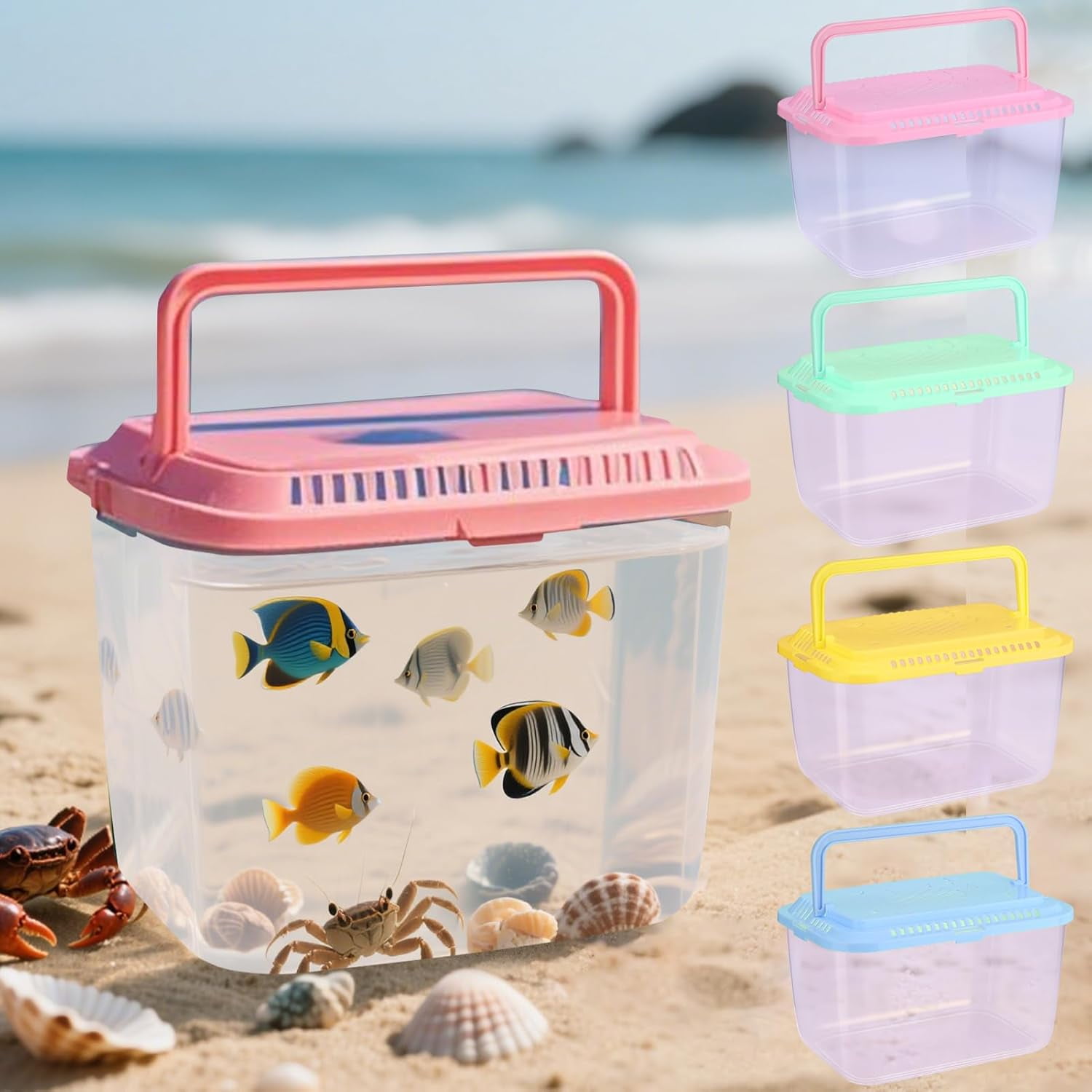 Catch and Release Beach Aquarium,4Pcs Small Fish Transport Container ...