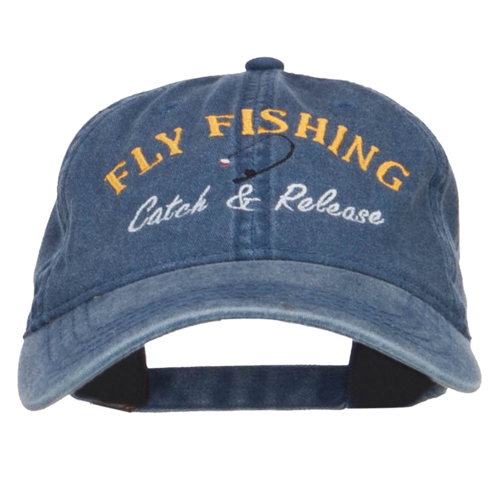 Catch Release Fly Fishing Embroidered Washed Cap - Navy OSFM - Walmart.com