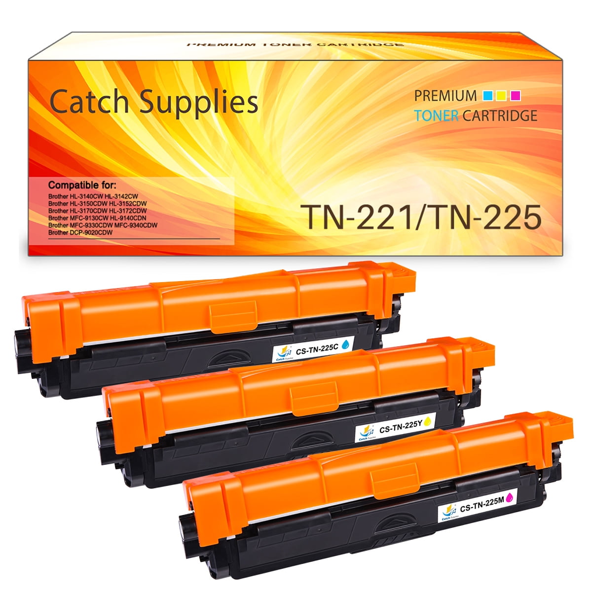 Catch Supplies 3-Pack Compatible Toner for Brother TN-221 TN-225 ...