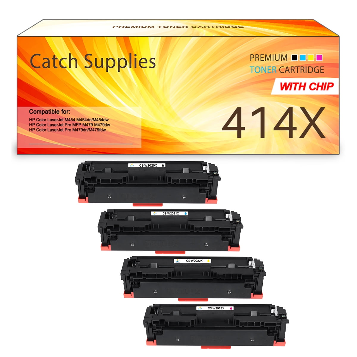 Catch Supplies 4-Pack (With Chip) Compatible for HP 414X Ink 414A Toner ...