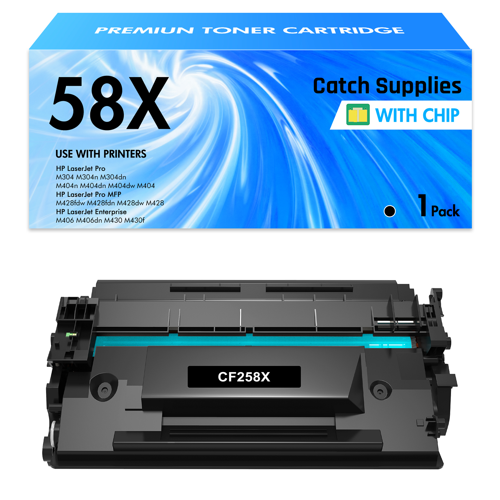 Catch Supplies Compatible Toner (With Chip) for HP 58X toner CF258X 58A ...