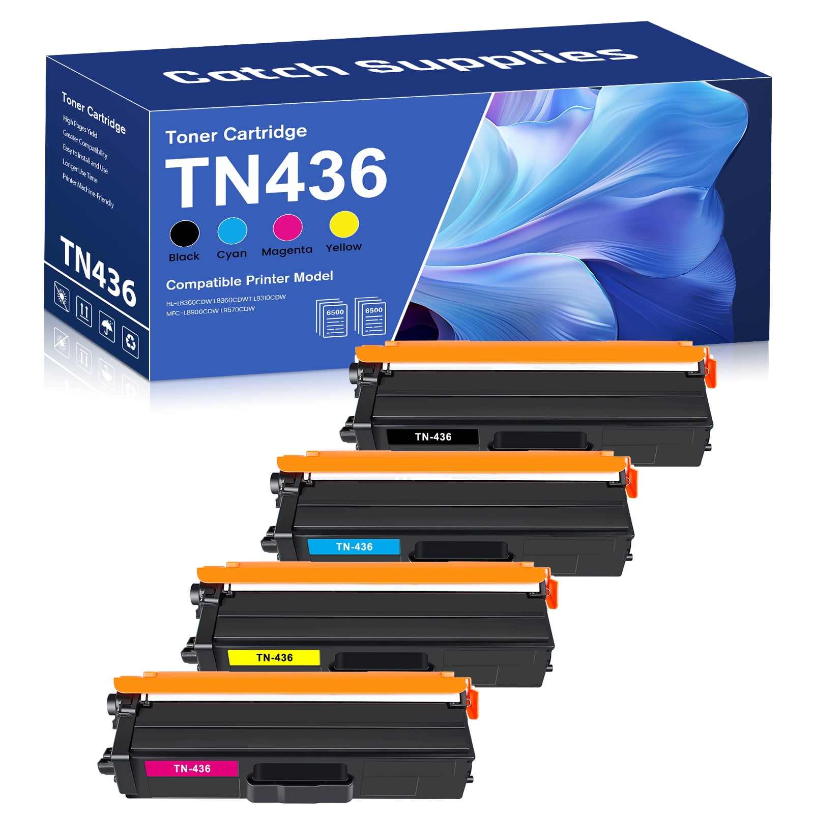 TN436 High Yied 4-PACK Toner Cartridge for Brother TN436 TN433 TN431 HL ...