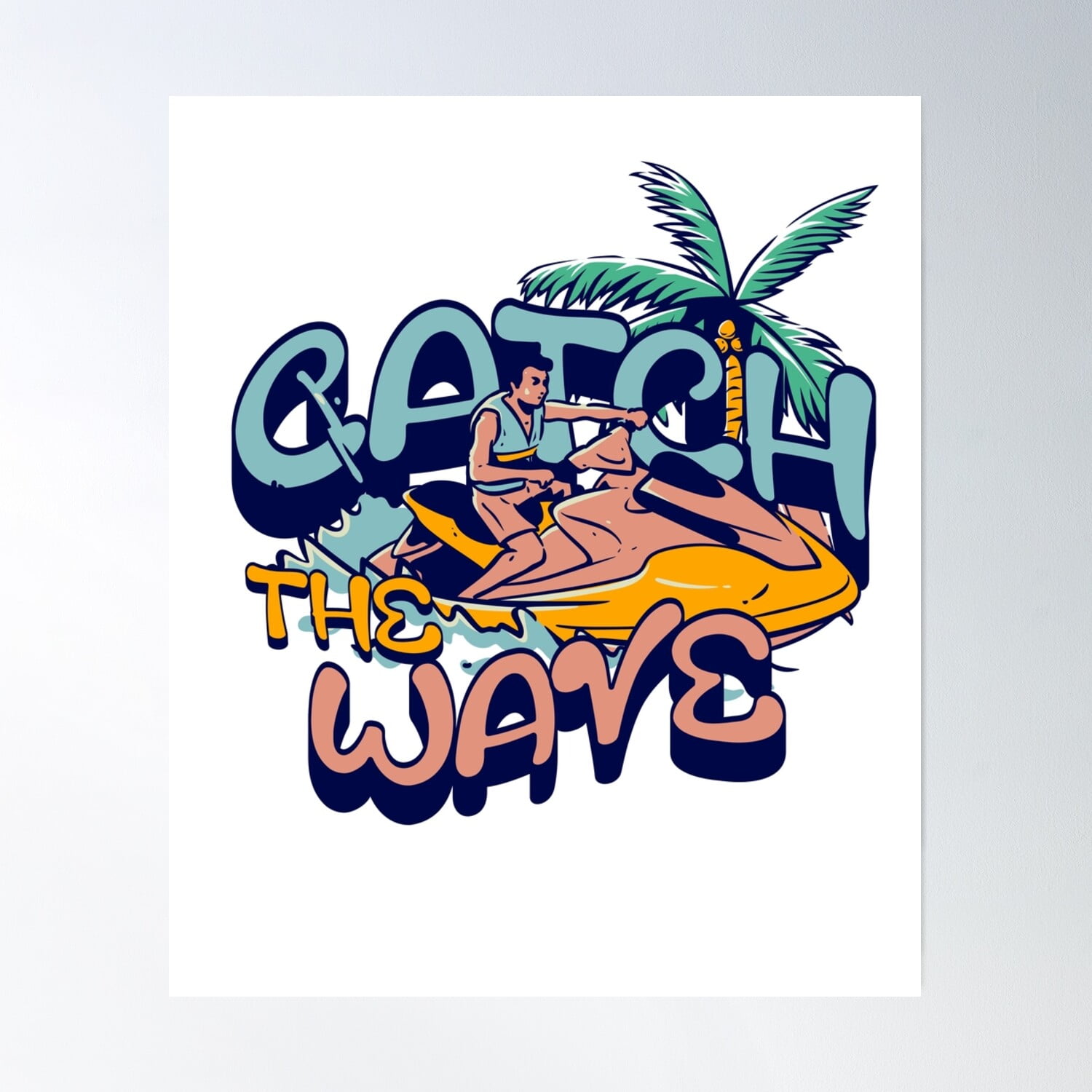 Catch The Wave Poster Wall Art, Modern Wall Decor, 24x36 UNFRAMED ...