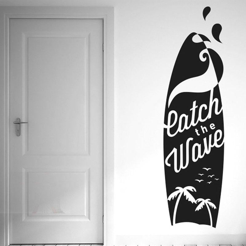 Catch The Wave Surf Board Wall Stickers Vinyl Art Decals Coco Seagull ...