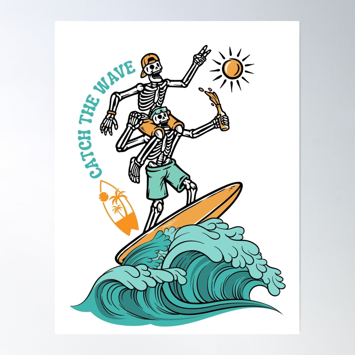 Catch The Wave - Surf-Themed Design Poster Wall Art, Modern Wall Decor ...