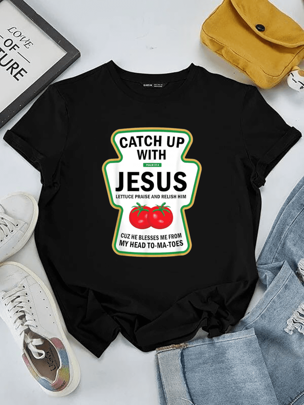 Catch Up With Jesus Funny Christian Ketchup Pun Food up to Size 5XL ...