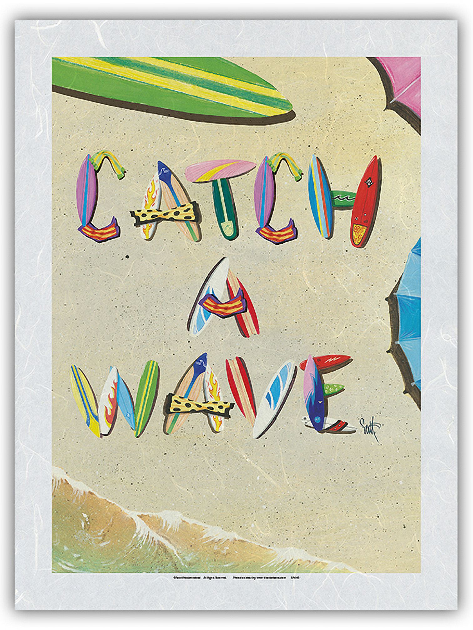 Catch a Wave - Beach Sand Surfboard Art - From an Original Color ...