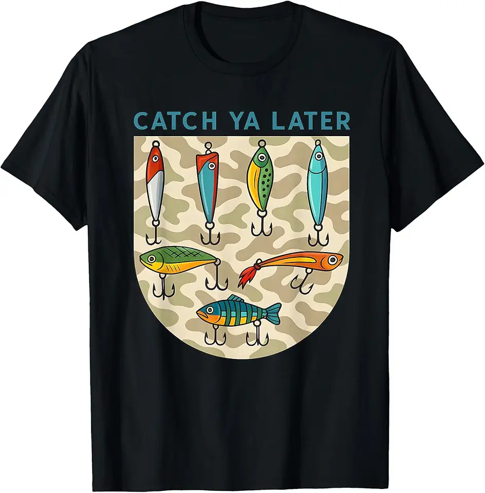 Catch Ya Later Fishing Lures Camo Graphic for Angler Men Short Sleeve ...