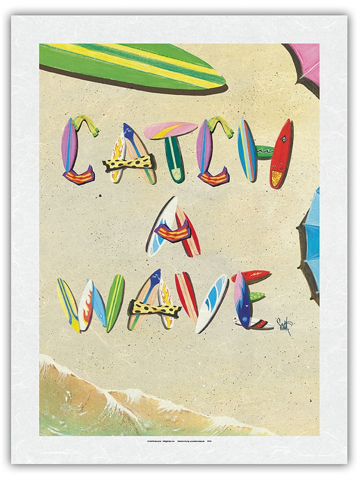 Catch a Wave - Beach Sand Surfboard Art - From an Original Color ...
