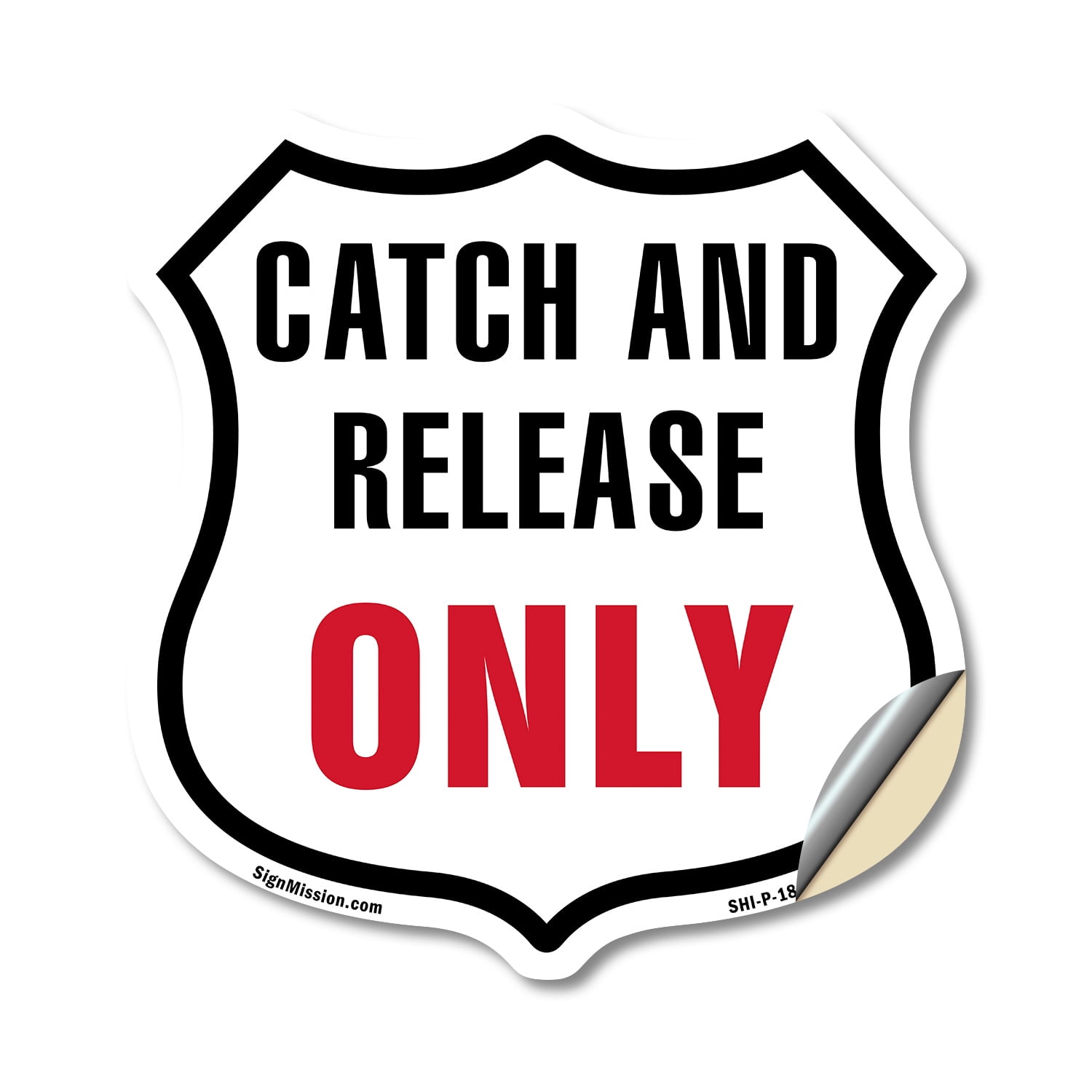 Catch and Release Only 12 inch X 12 inch Shield Shaped Heavy Duty 3.2 ...