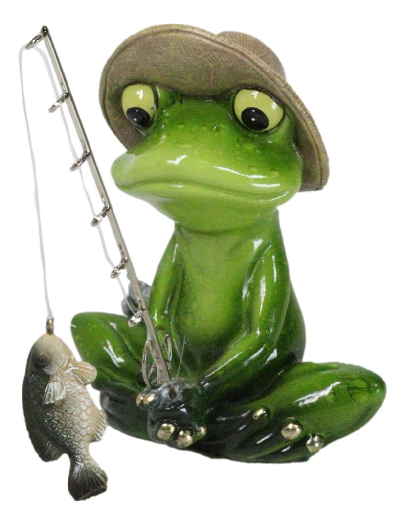 Catch of The Day Green Frog Rod Fishing And Wearing Fisherman Hat ...