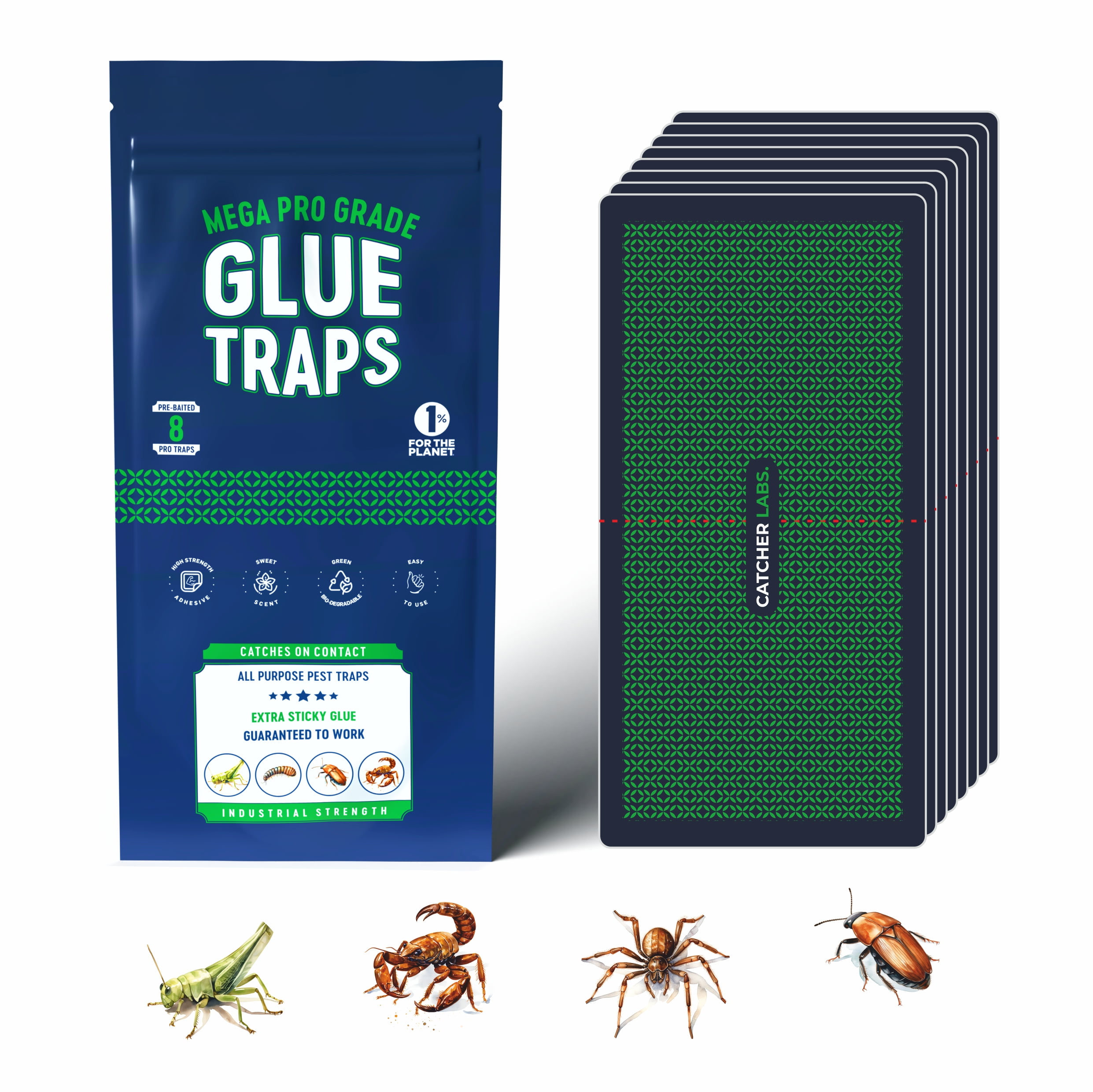 Catcher Labs Mega Pro-Grade Insect Traps (8 Pack) | Non-Toxic & Extra ...