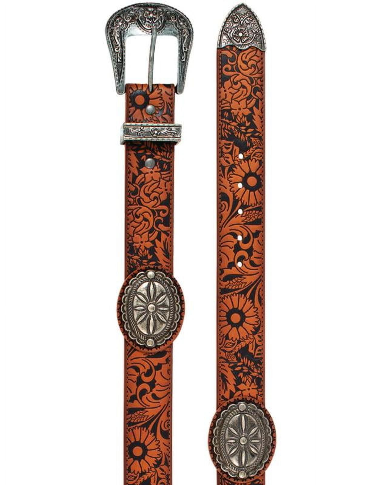 Catchfly Women's Floral Tooled Concho Leather Belt - 2510360243 ...