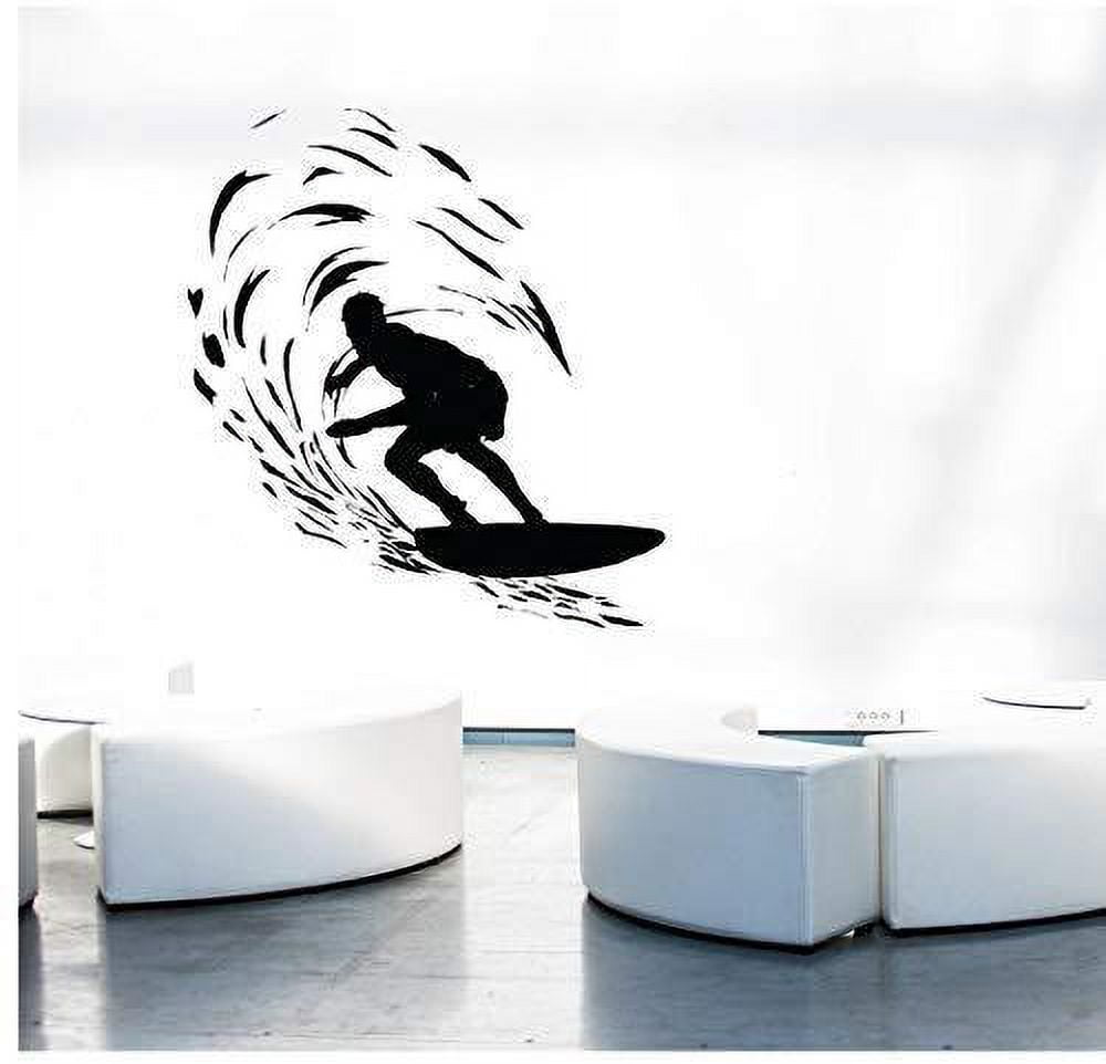 Catching A Wave Large 6 Feet Tall Surfer Vinyl Wall Art Sticker Decal ...