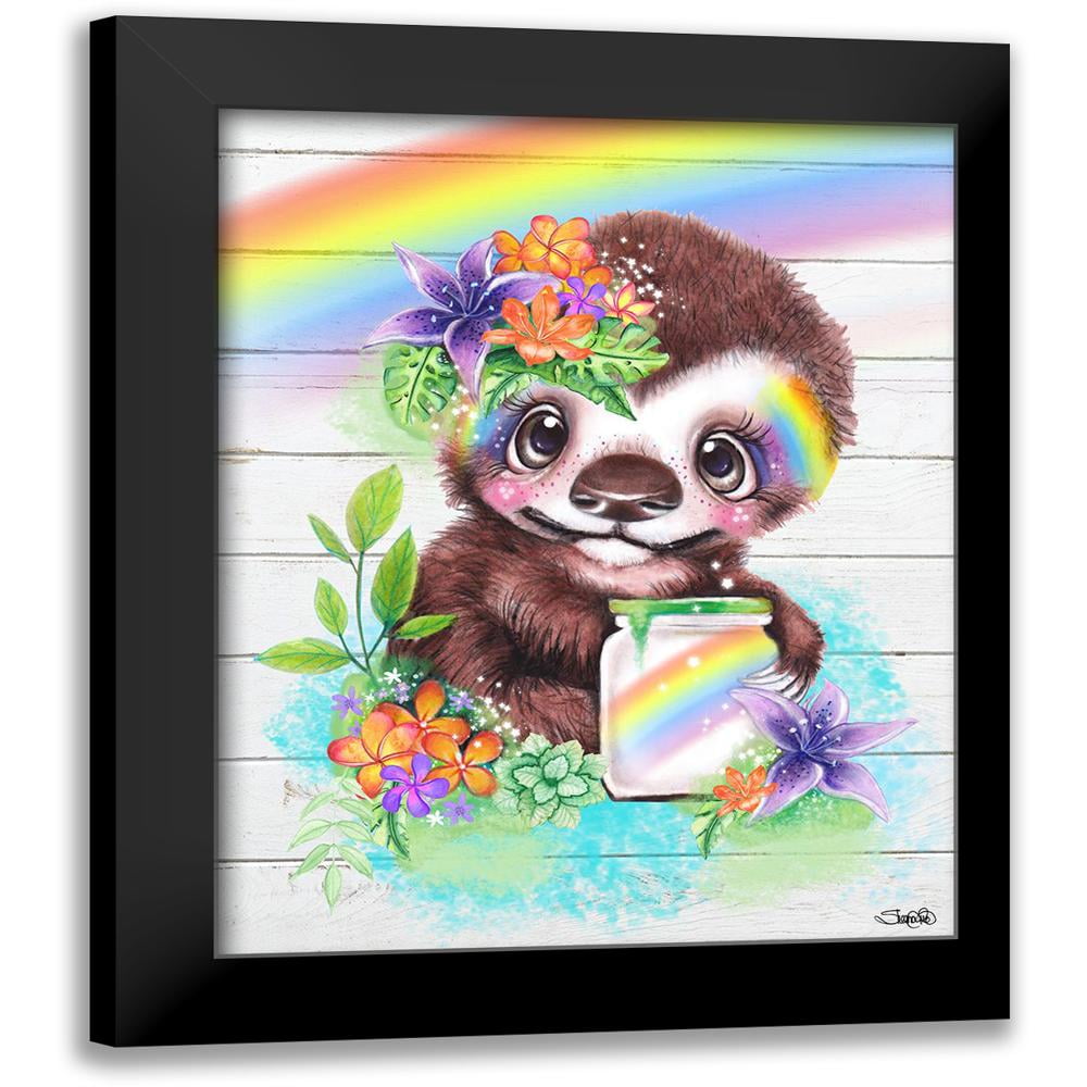 Catching Rainbows Sloth 20x24 Black Modern Framed Museum Art Print ...