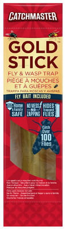 Catchmaster 10" Mini Gold Stick fly trap. Designed to attract multipl ...