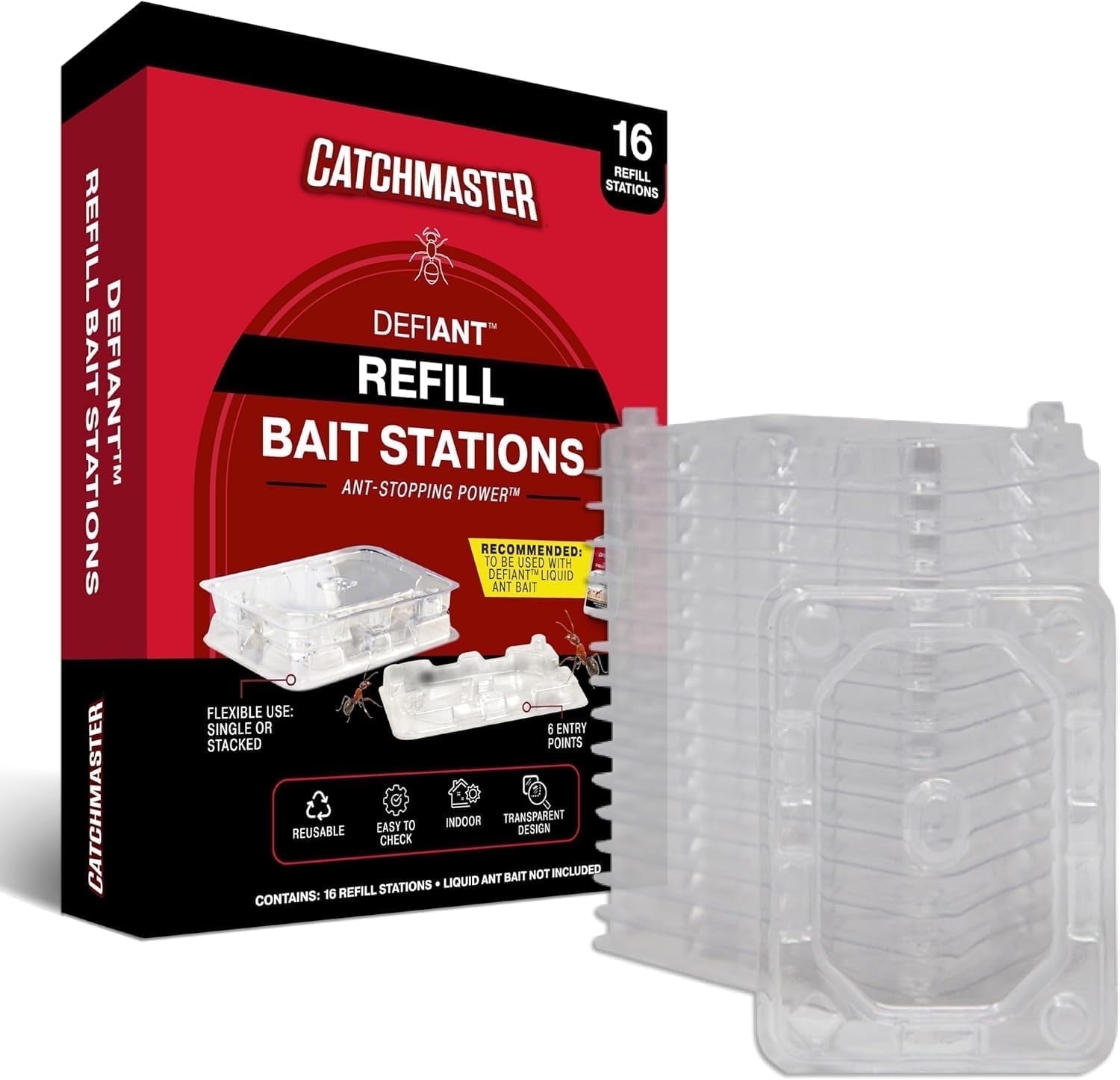 Catchmaster DEFIANT 16 Reusable Ant Traps Indoor & Outdoor (Liquid Ant ...