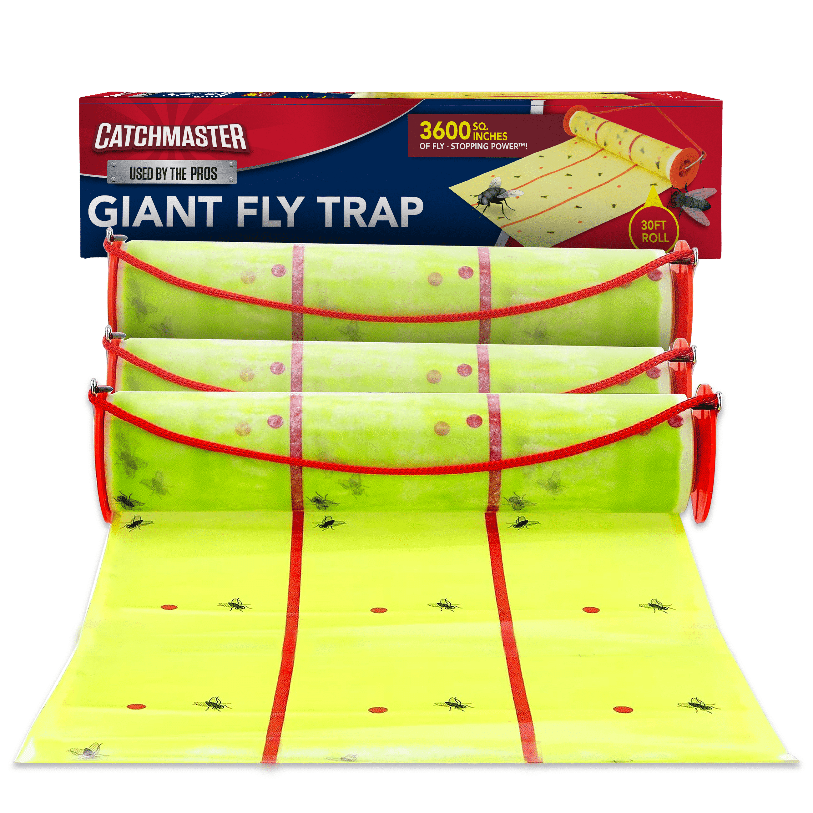 Catchmaster Giant Fly Paper Glue Trap 3-Pack 30 Feet Each, Sticky Fly ...