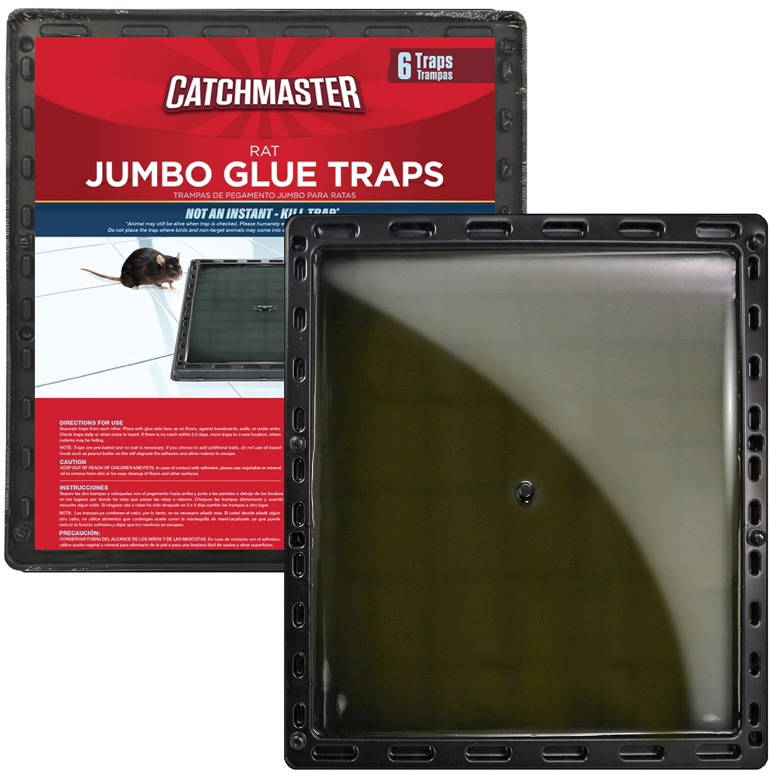 Catchmaster Jumbo Rat & Mouse Glue Traps 6Pk, Large Bulk Glue Board Rat ...