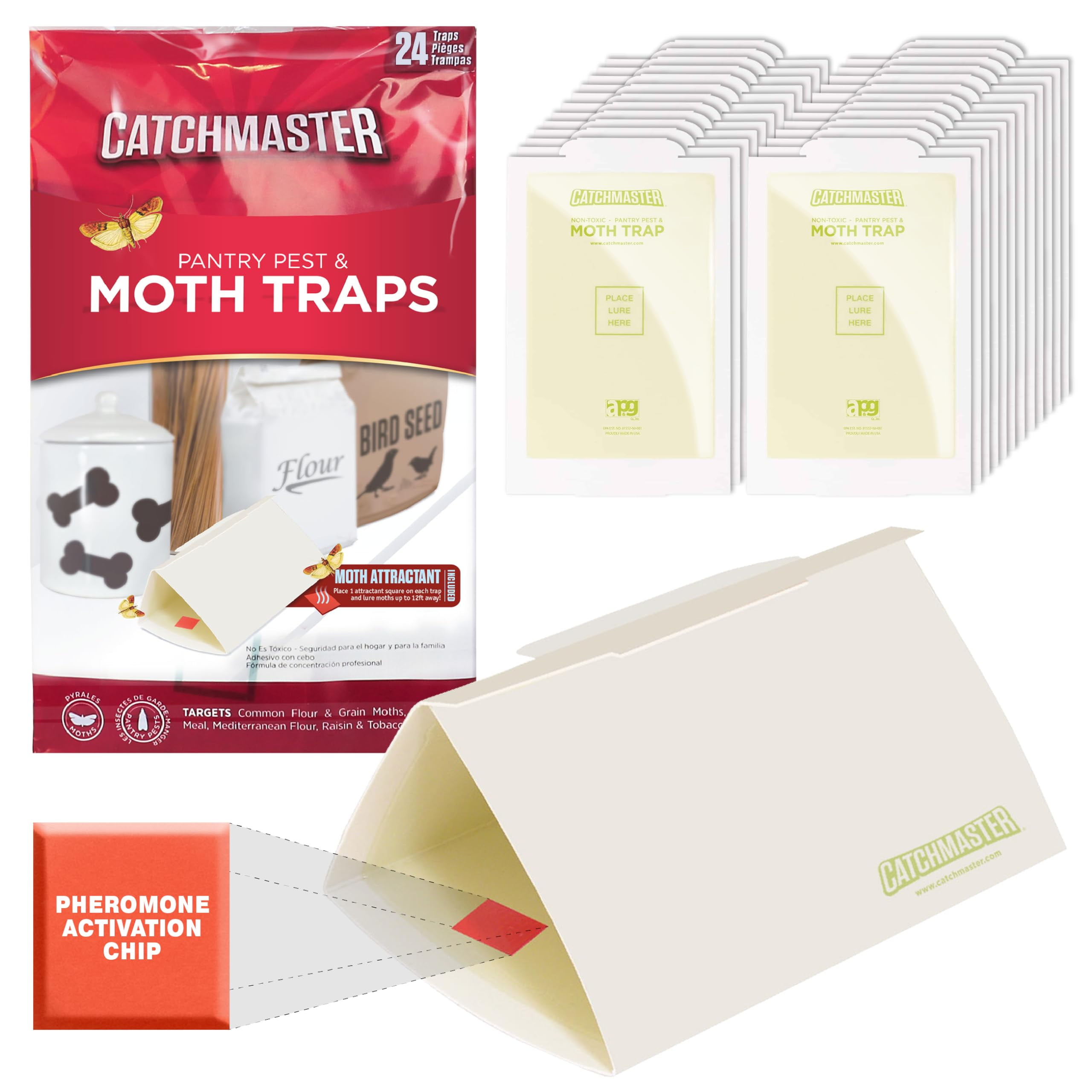 Catchmaster Pantry Pest & Moth Traps 24-Pk, Bug Killer for Kitchen ...