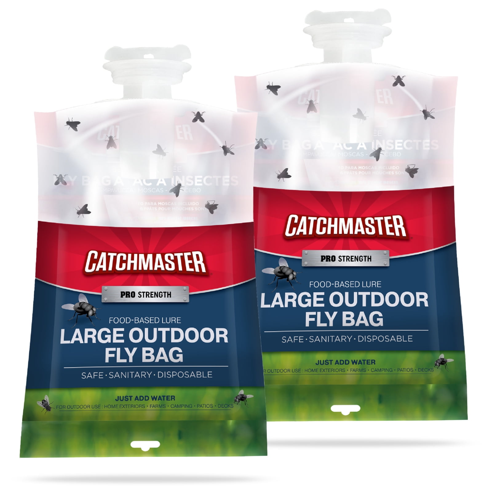 Catchmaster Pro Series Fly Bag 2-Pack, Natural Attractant, Hanging Fly Trap Outdoor & Home ...