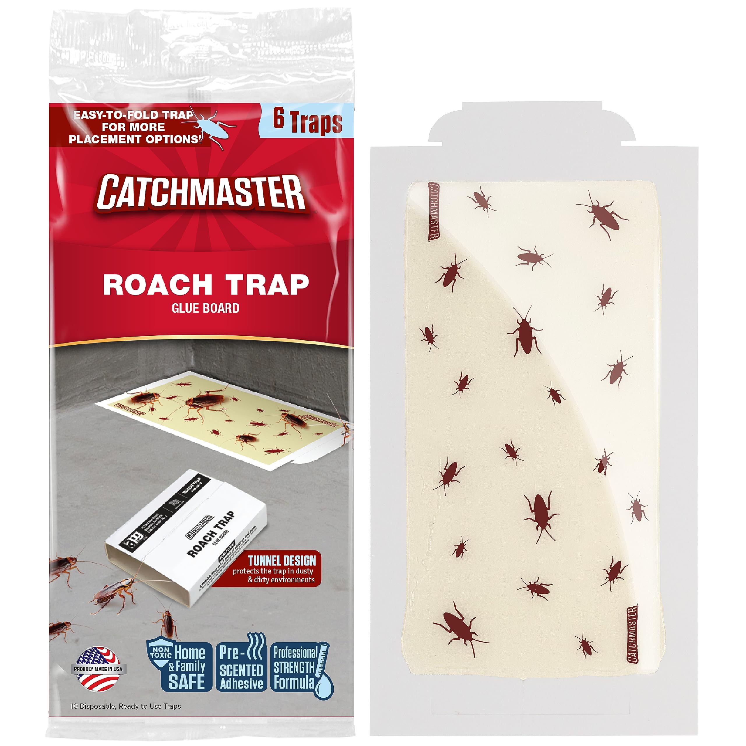 Catchmaster Roach Trap Glue Boards 6-Pk, Adhesive Bug Catcher, Scorpion ...